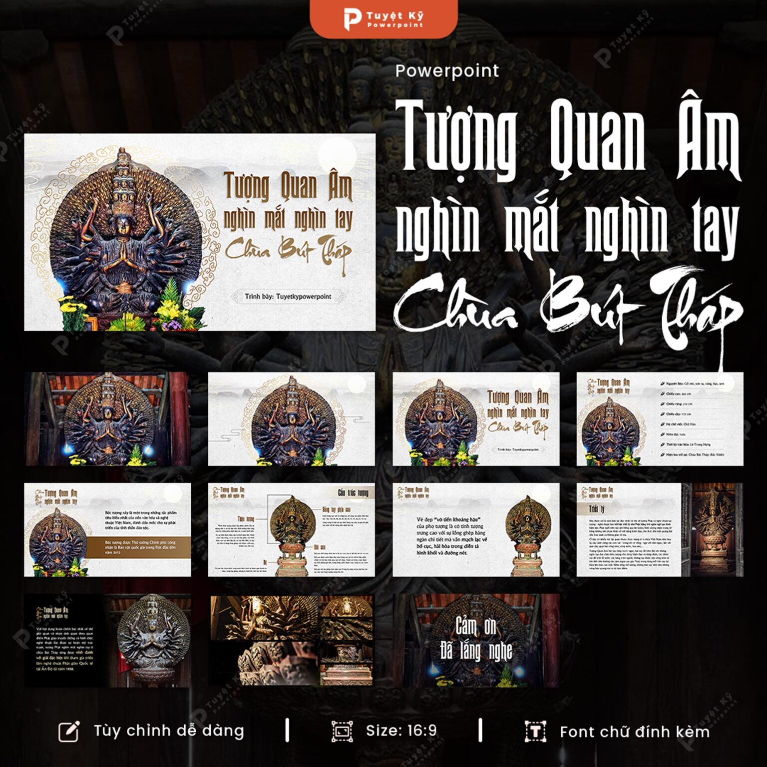 Mẫu Slide Tượng Quan Âm nghìn mắt nghìn tay (chùa Bút Tháp) | Tuyệt kỹ ...