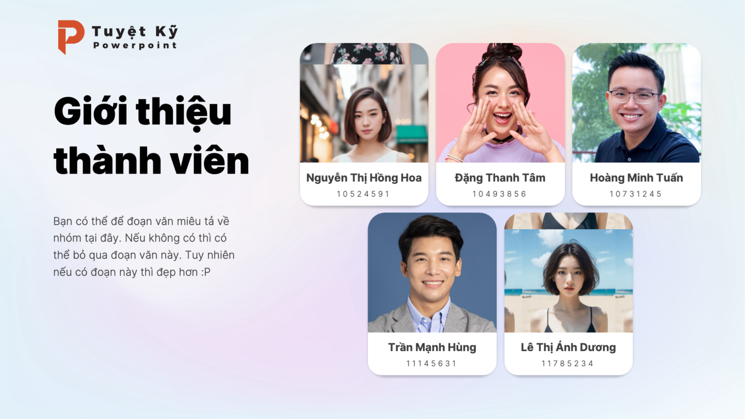 Mẫu Slide | Giới thiệu thành viên 5 người | Tài nguyên Powerpoint ...