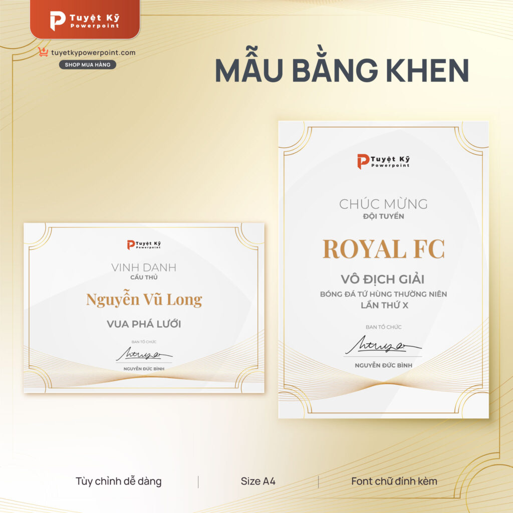 2 Mẫu Bằng Khen (Ngang & Dọc) | Tuyệt kỹ Powerpoint