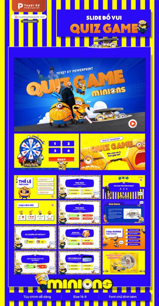 Mẫu Slide Quiz Game đố vui Minions | Tuyệt kỹ Powerpoint