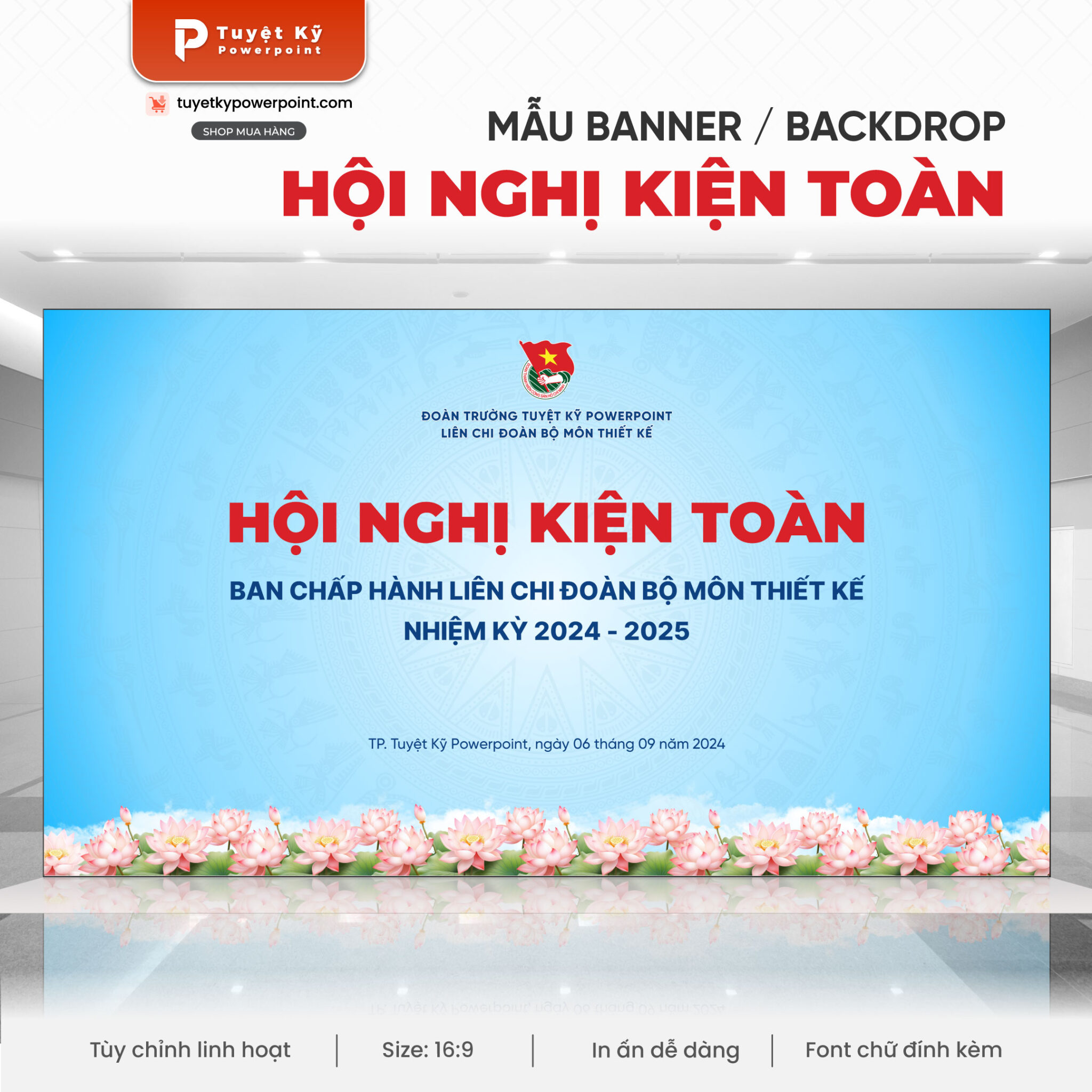 Mẫu Backdrop / Banner Hội Nghị Tập Huấn Trống Đồng Hoa Sen (Đỏ) | Tuyệt ...