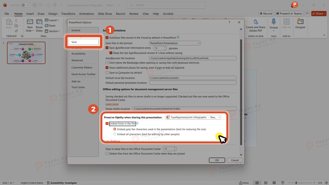 Hướng dẫn cách nhúng font (Embed font) vào file Powerpoint - Tuyệt Kỹ ...