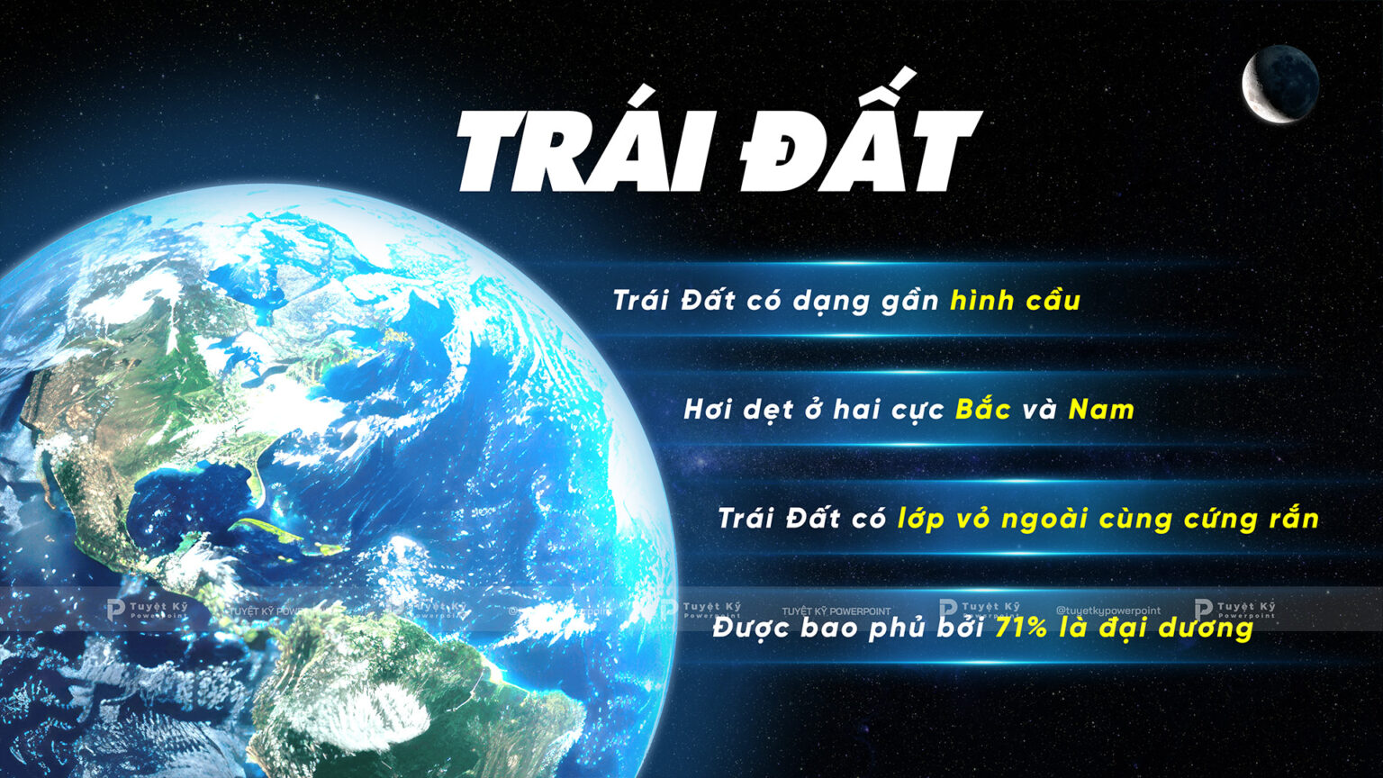 Mẫu Slide Trái Đất và Mặt Trăng | Tuyệt kỹ Powerpoint