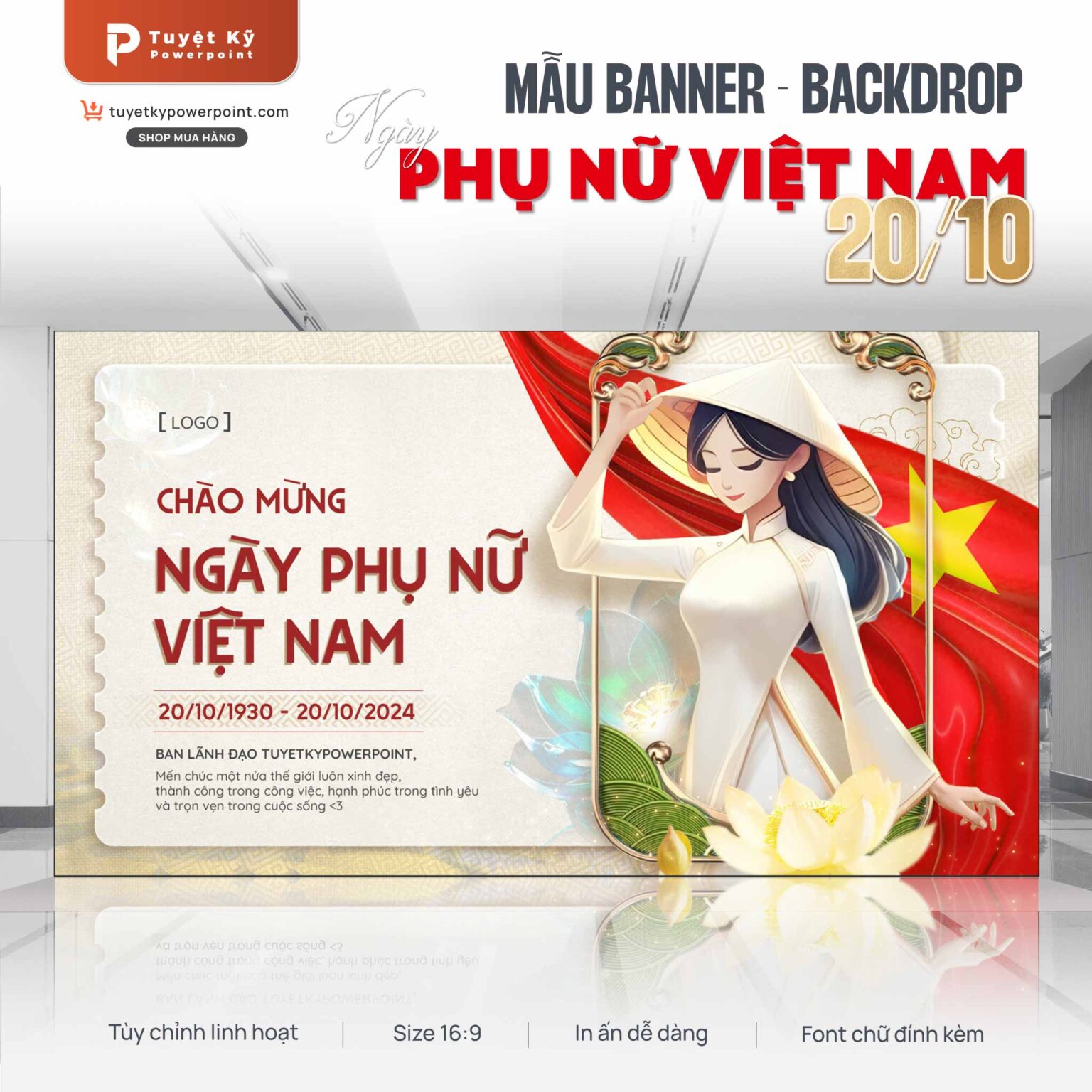 Mẫu Backdrop / Banner chào mừng Ngày Phụ Nữ Việt Nam 20/10 | Tuyệt kỹ ...