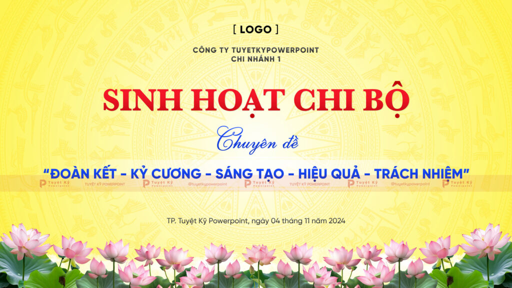 Mẫu Backdrop / Banner Sinh Hoạt Chi Bộ - Trống Đồng Hoa Sen (Vàng ...