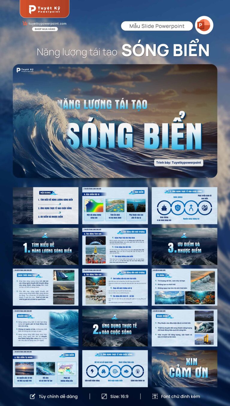 Mẫu Slide Năng lượng Sóng Biển | Tuyệt kỹ Powerpoint