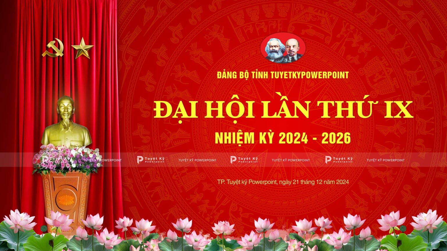 Mẫu Backdrop/Banner Đại Hội Đảng Bộ | Tuyệt kỹ Powerpoint