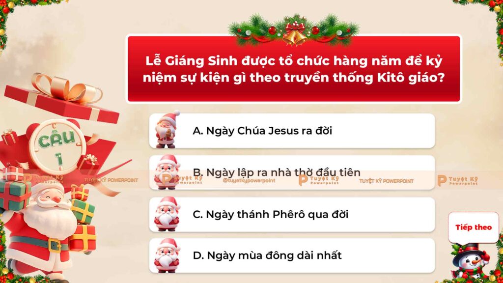 Mẫu Slide Quiz Game Đố vui Giáng Sinh | Tuyệt kỹ Powerpoint
