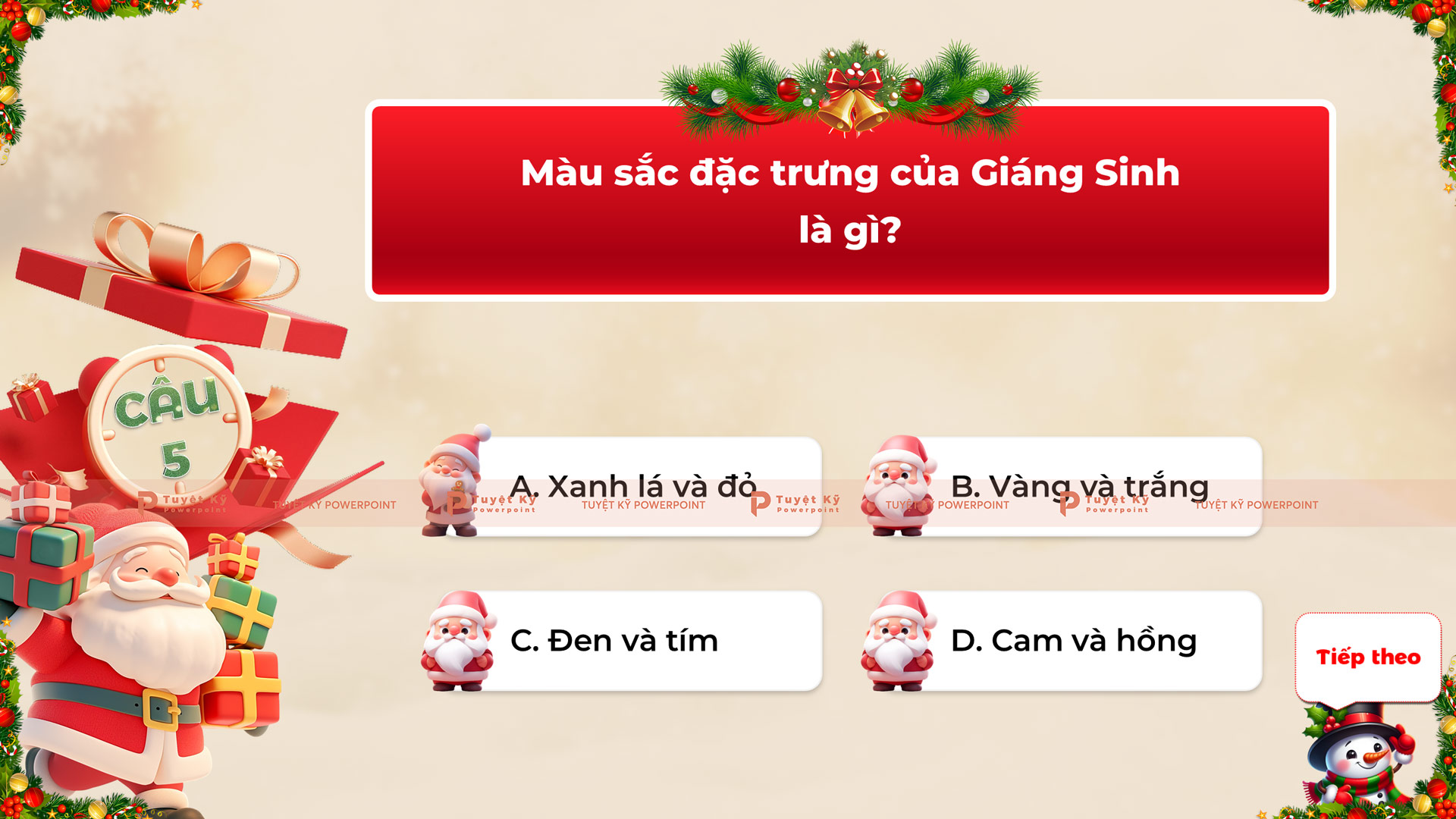 Mẫu Slide Quiz Game Đố vui Giáng Sinh | Tuyệt kỹ Powerpoint