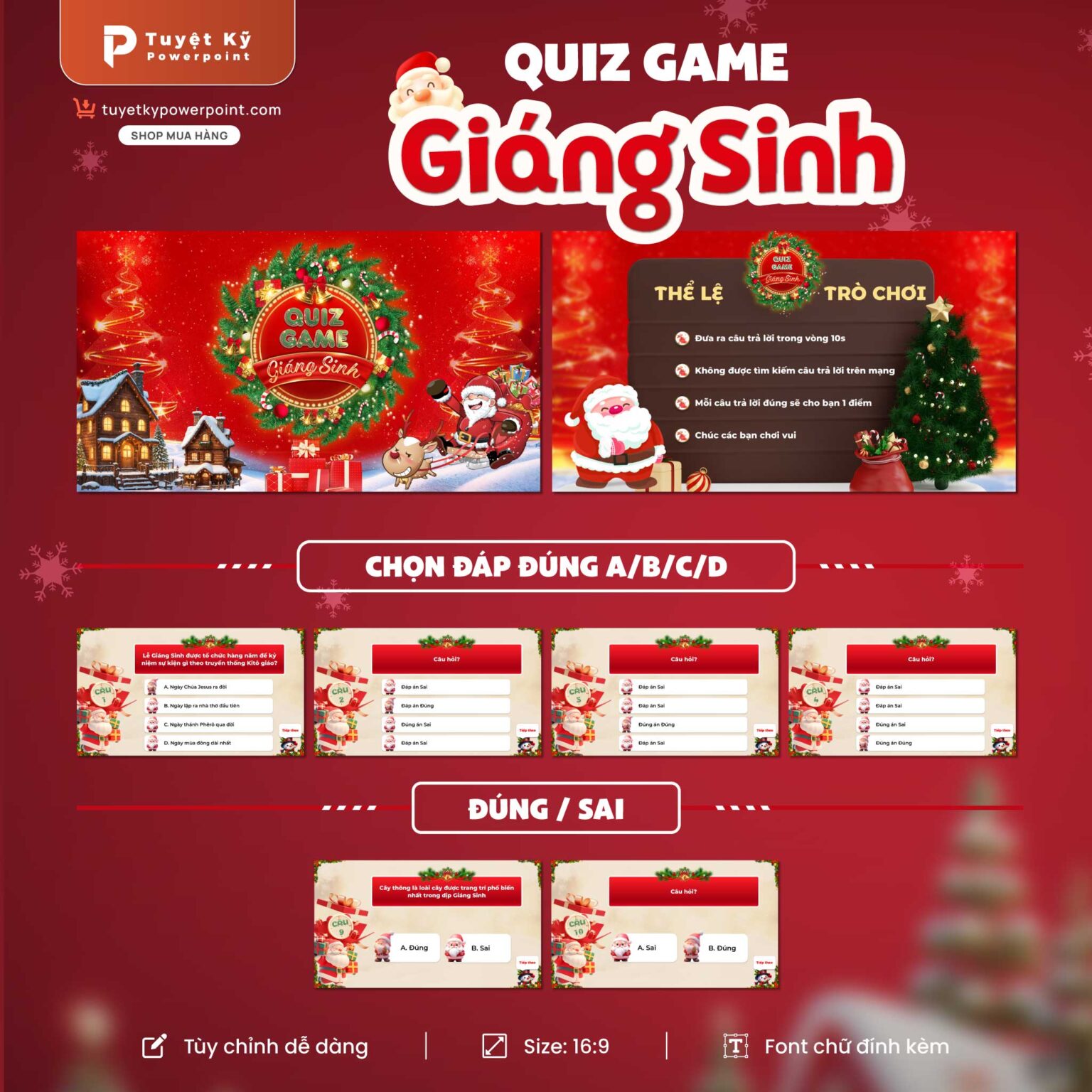 Mẫu Slide Quiz Game Đố vui Giáng Sinh | Tuyệt kỹ Powerpoint