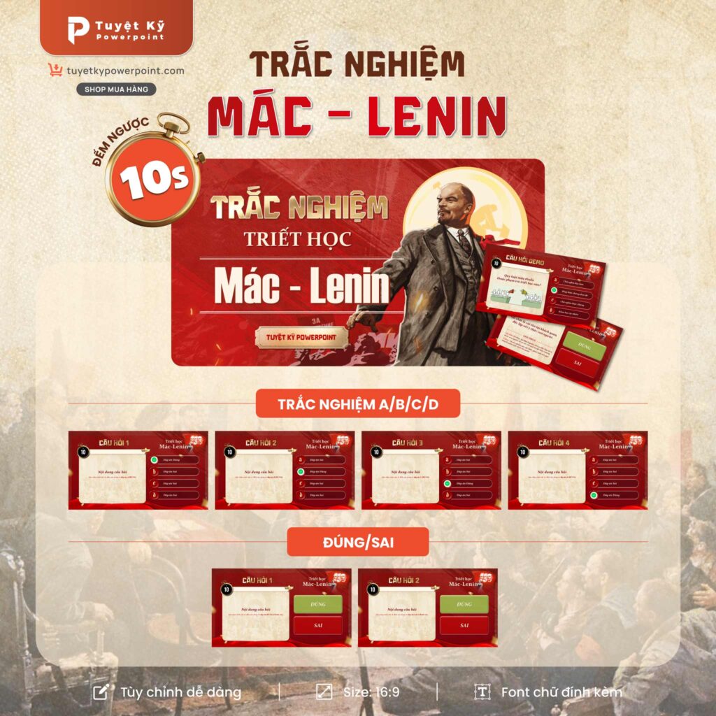 Mẫu Slide Quiz Trắc Nghiệm Triết học Mác - Lênin (Đếm ngược 10s) [Ver2] | Tuyệt kỹ Powerpoint
