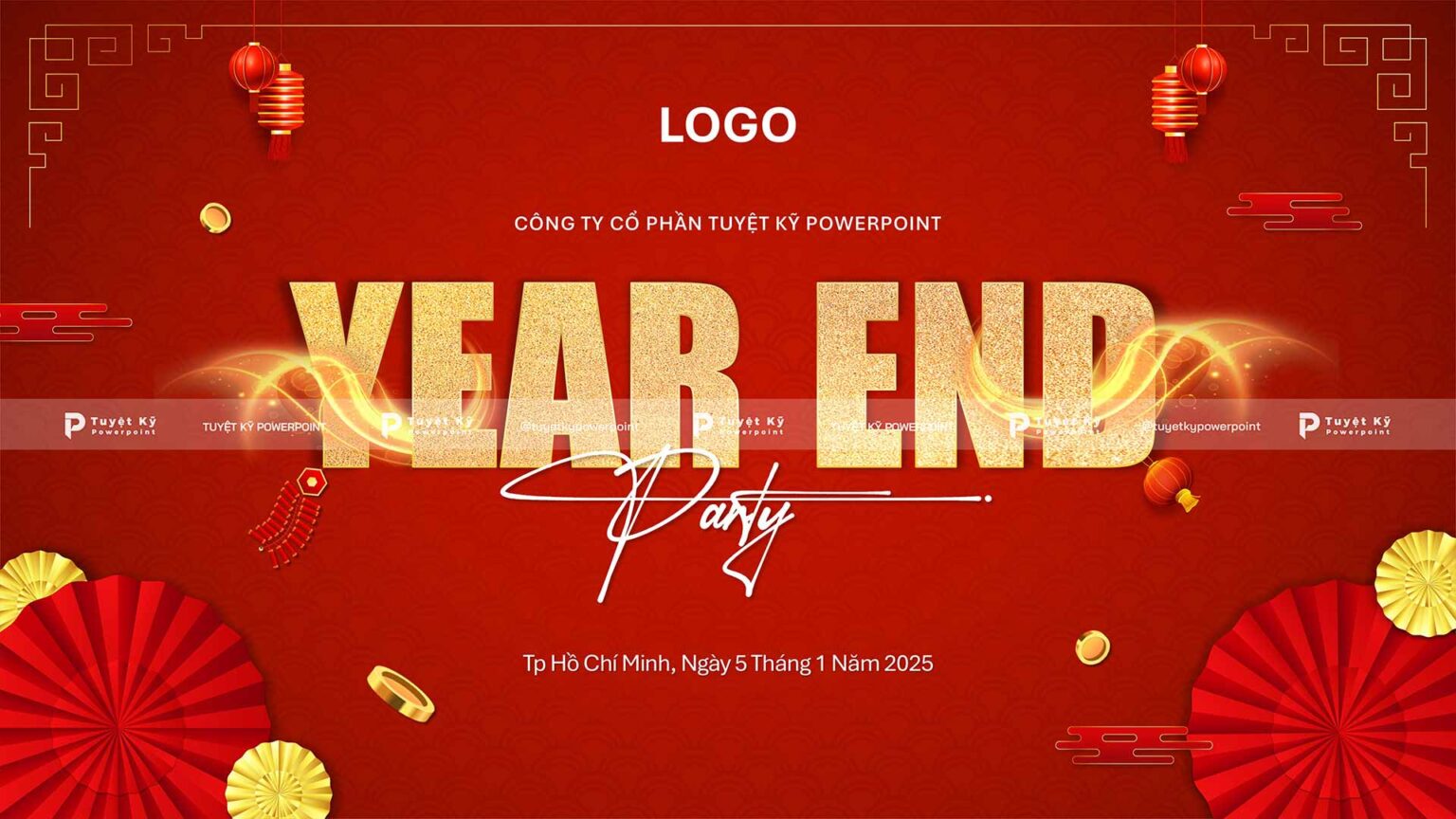 Mẫu Backdrop/Banner Tiệc Tất Niên Year End Party | Tuyệt kỹ Powerpoint