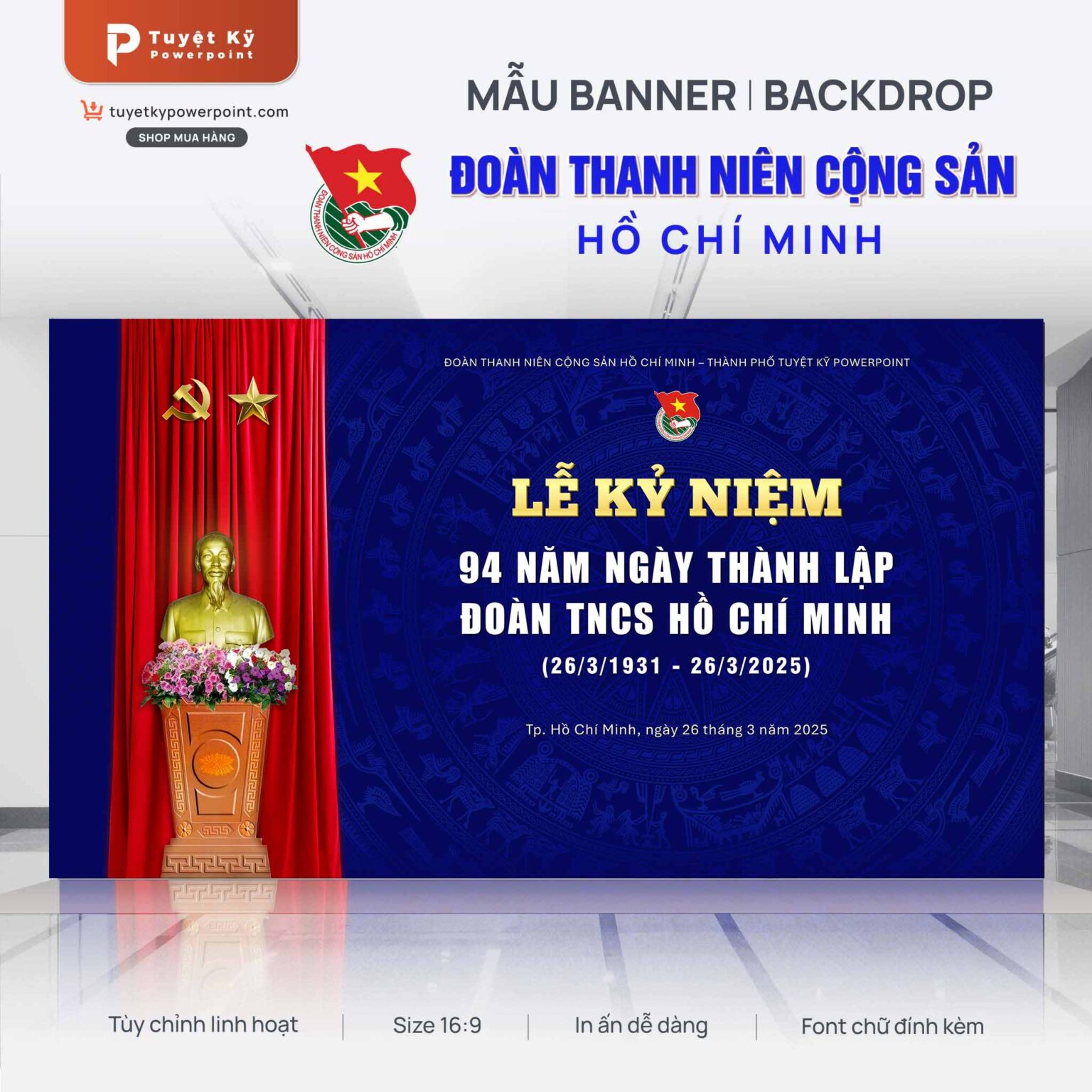 Mẫu Backdrop/Banner Kỷ Niệm 95 Năm Ngày Thành Lập Đoàn