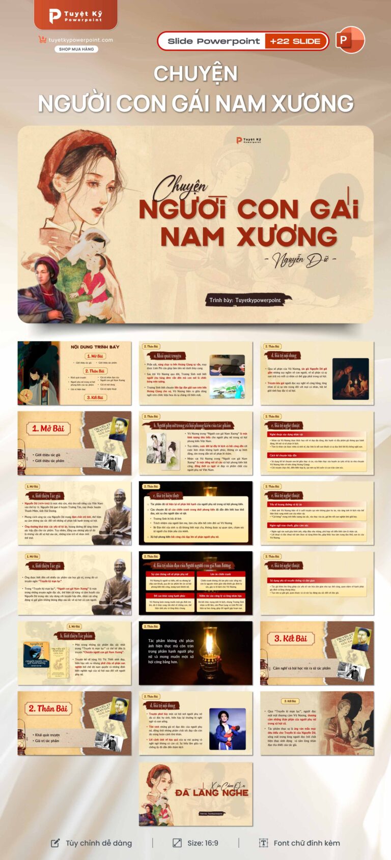 Mẫu slide Văn học: Chuyện người con gái Nam Xương | Tuyệt kỹ Powerpoint