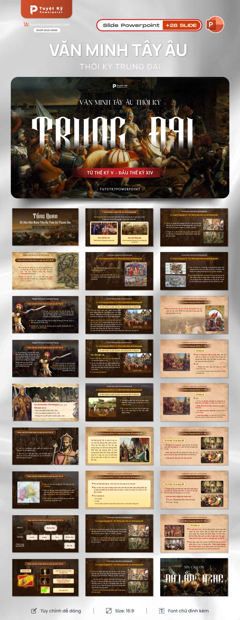 Mẫu Slide Văn Minh Tây Âu thời Trung Đại (Từ thế kỷ V - Đầu thế kỷ XIV) | Tuyệt kỹ Powerpoint