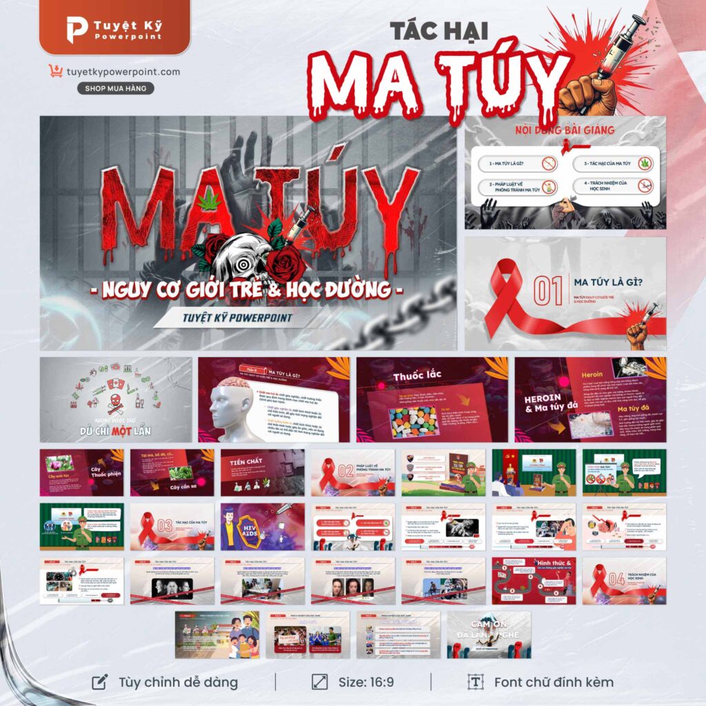 Mẫu Slide Tuyên truyền: Tác hại Ma Túy - Nguy cơ giới trẻ & học đường | Tuyệt kỹ Powerpoint