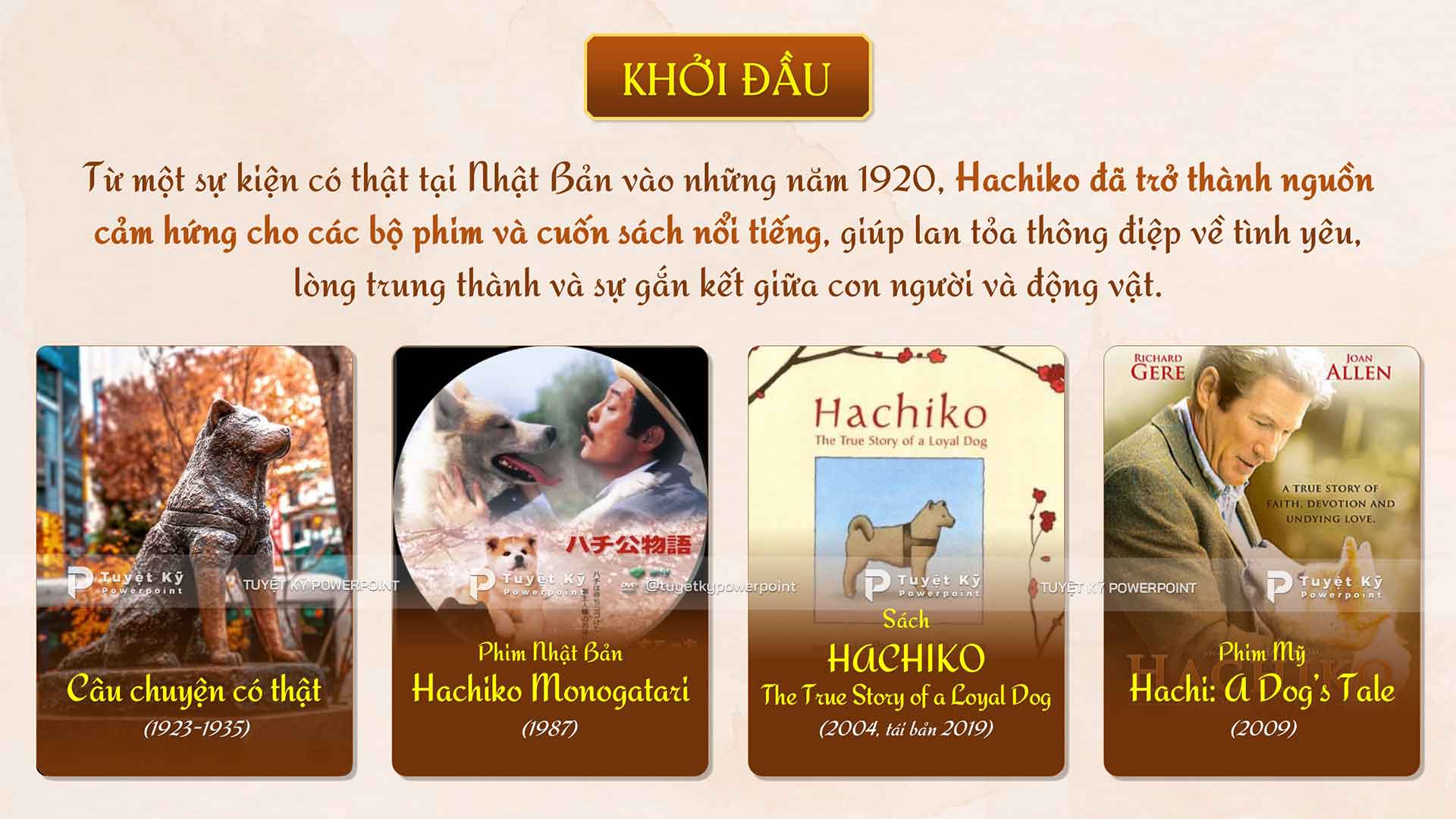 Mẫu Slide Giới thiệu Tác phẩm đã được chuyển thể thành phim: Chú Chó Hachiko | Tuyệt kỹ Powerpoint