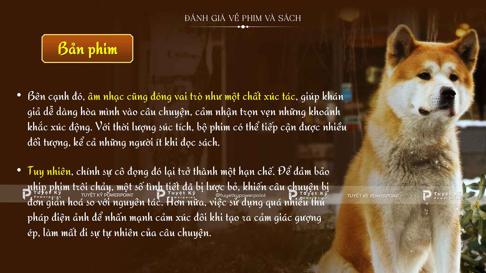 Mẫu Slide Giới thiệu Tác phẩm đã được chuyển thể thành phim: Chú Chó Hachiko | Tuyệt kỹ Powerpoint