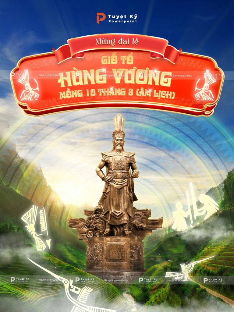 Mẫu Poster/Social Post Mừng đại lễ Giỗ tổ Hùng Vương - Mồng 10 tháng 3 Âm lịch | Tuyệt kỹ Powerpoint