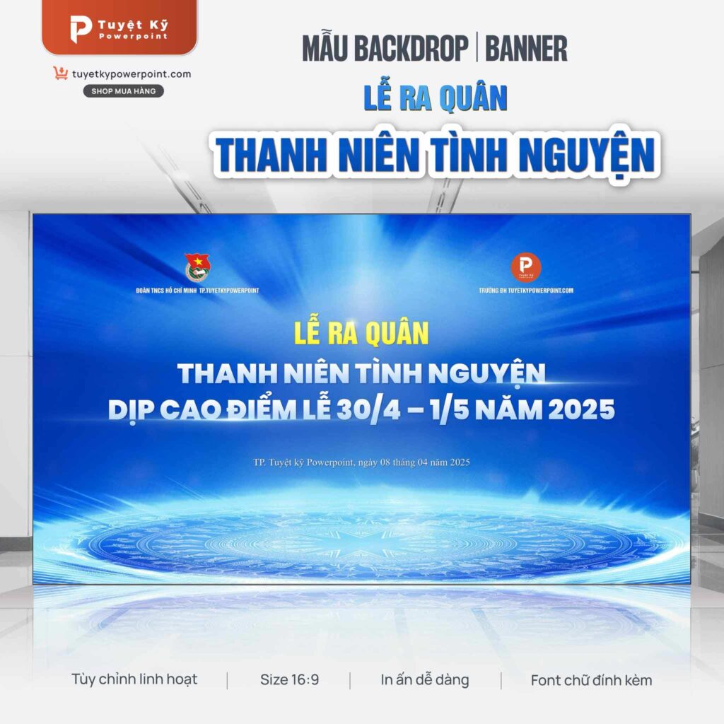 Mẫu Backdrop/Banner Lễ Ra Quân Thanh Niên Tình Nguyện | Tuyệt kỹ Powerpoint