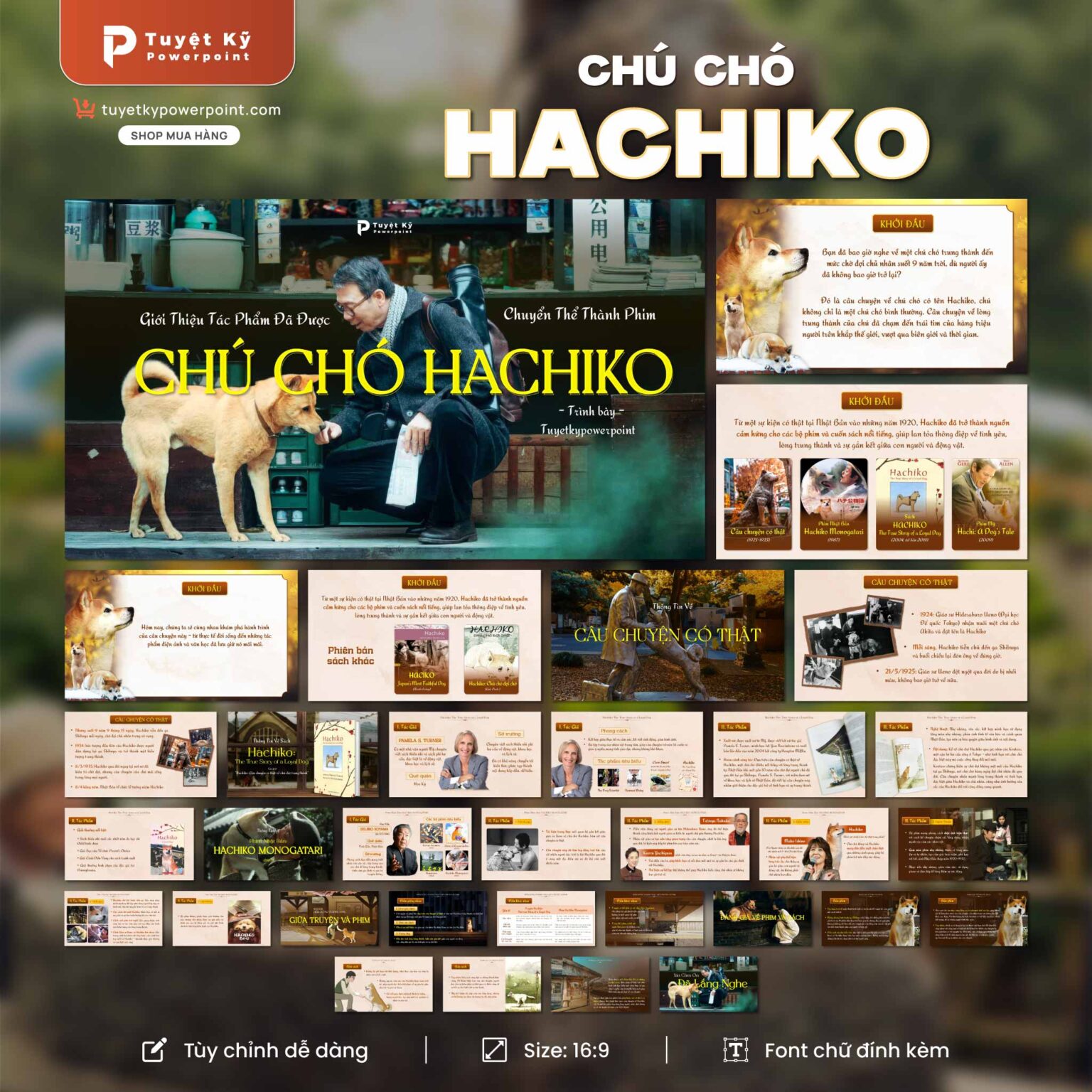 Mẫu Slide Giới thiệu Tác phẩm đã được chuyển thể thành phim: Chú Chó Hachiko | Tuyệt kỹ Powerpoint