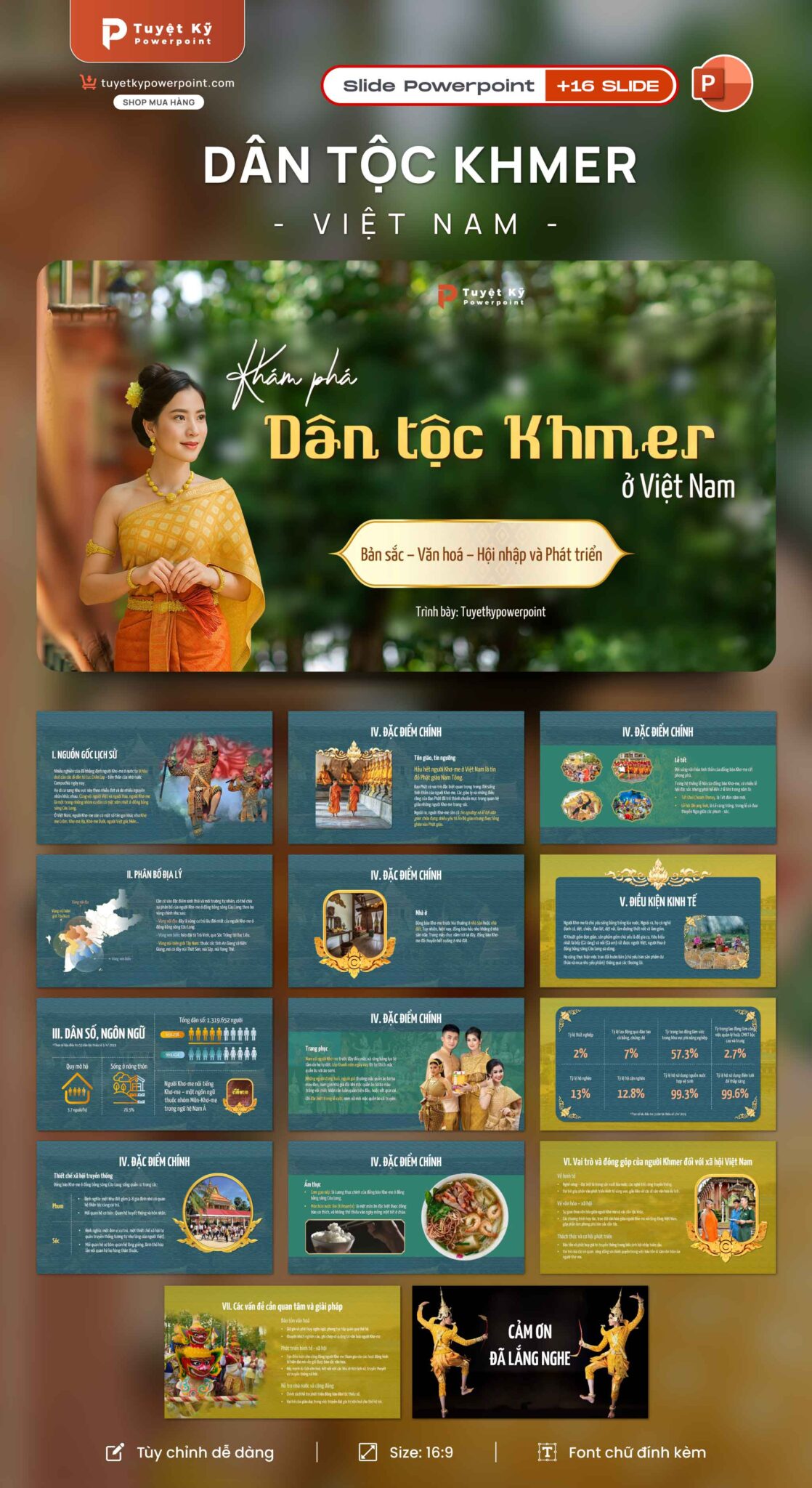 Mẫu Slide Người Dân tộc Khmer ở Việt Nam | Tuyệt kỹ Powerpoint