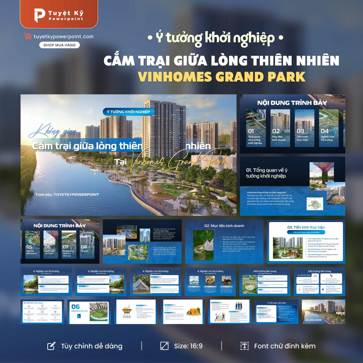 Mẫu Slide Ý tưởng khởi nghiệp: Dịch vụ cắm trại giữa lòng thiên nhiên tại Vinhomes Grand Park ...