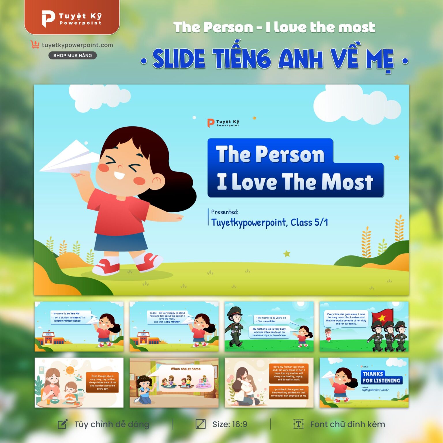 Mẫu Slide thuyết trình tiếng Anh về Mẹ: The Person I love the most ...