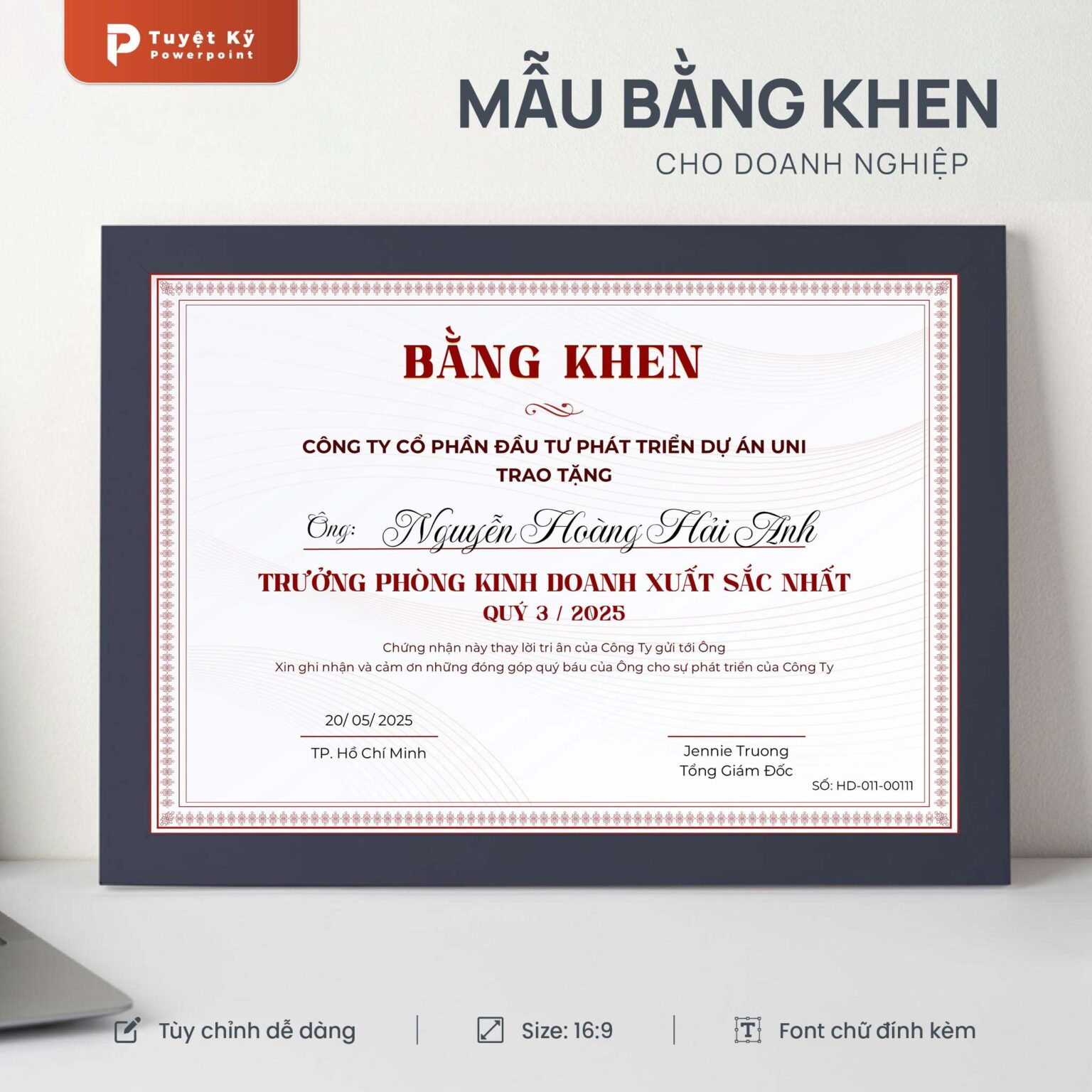 2 Mẫu Bằng Khen (Ngang & Dọc) | Tuyệt kỹ Powerpoint