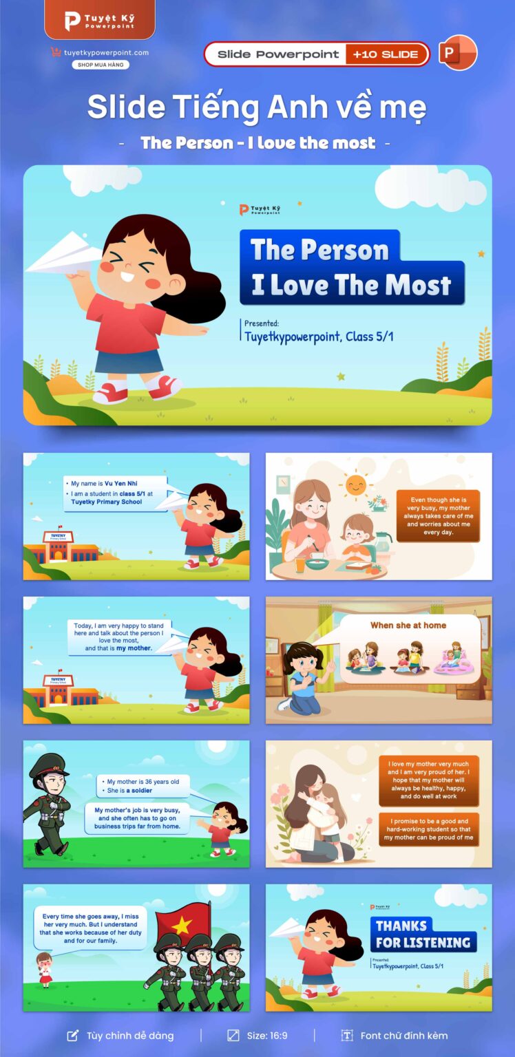 Mẫu Slide thuyết trình tiếng Anh về Mẹ: The Person I love the most ...