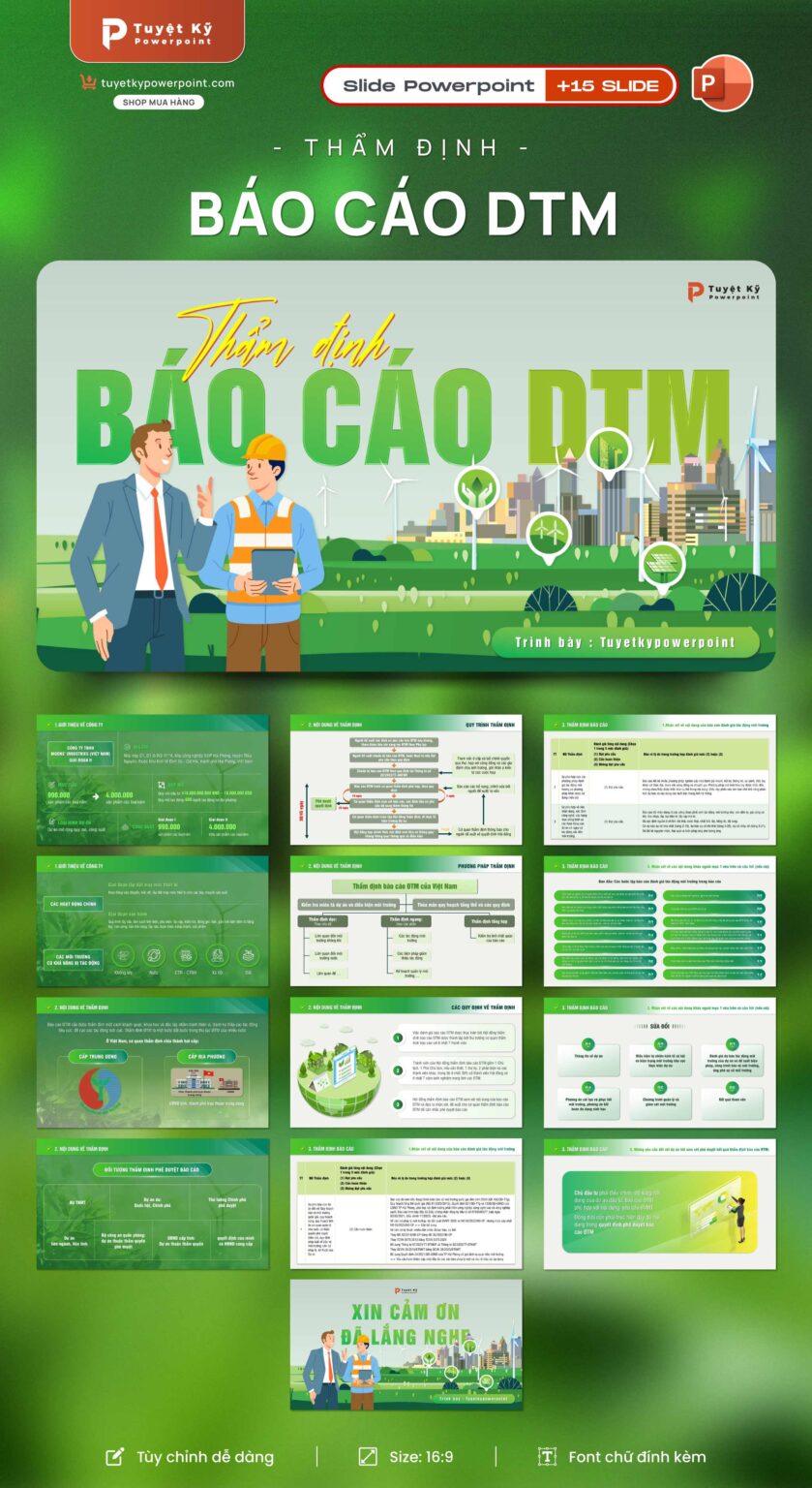 Mẫu Slide Thẩm định Báo cáo đánh giá tác động môi trường (DTM) | Tuyệt kỹ Powerpoint