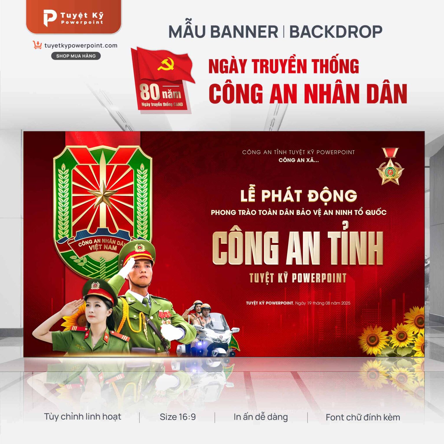 Mẫu Backdrop/Banner Lễ Phát Động phong trào toàn dân bảo vệ An Ninh Tổ ...