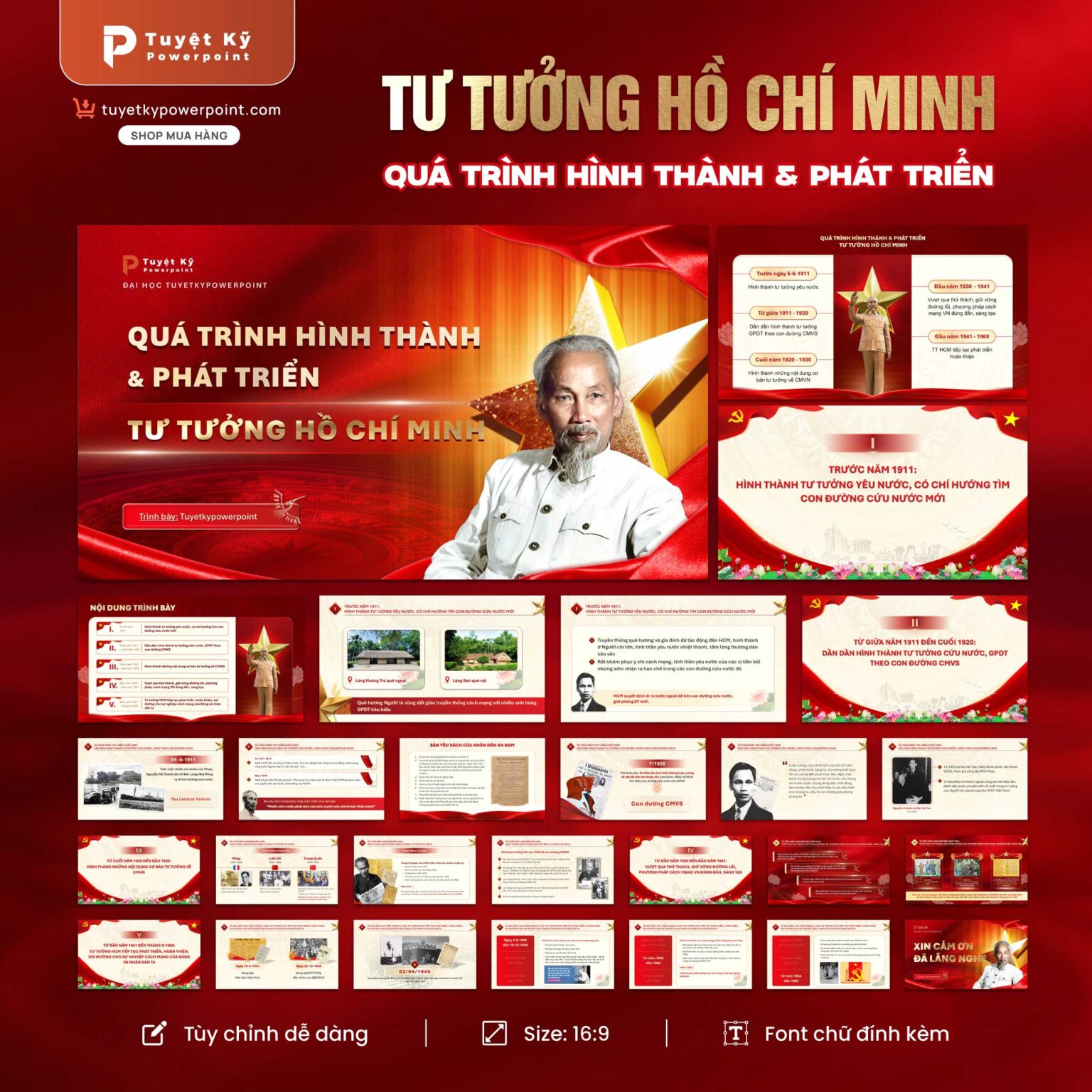 Mẫu Slide Quá trình hình thành và phát triển Tư tưởng Hồ Chí Minh | Tuyệt kỹ Powerpoint