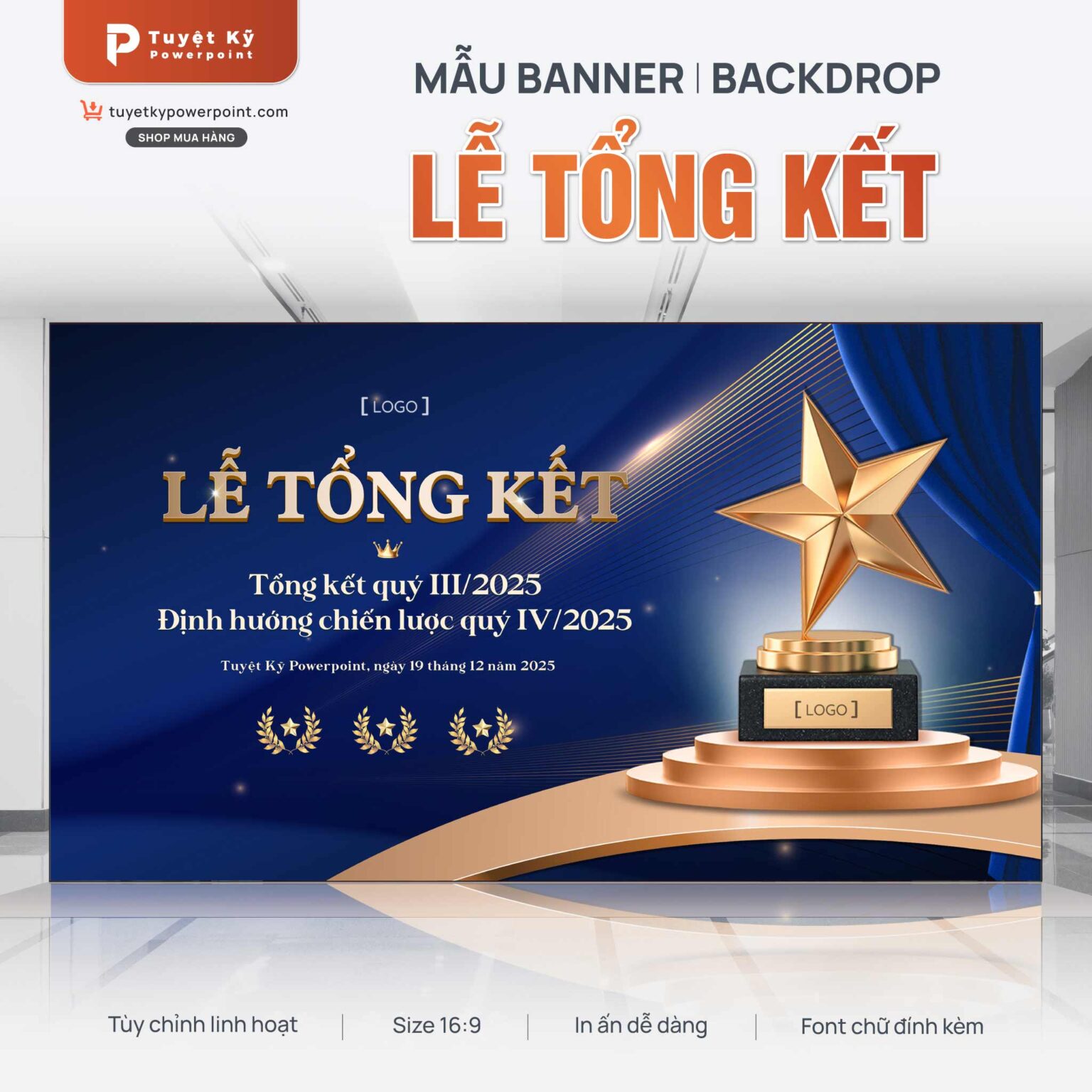 Mẫu Backdrop / Banner Lễ Tổng Kết | Tuyệt kỹ Powerpoint