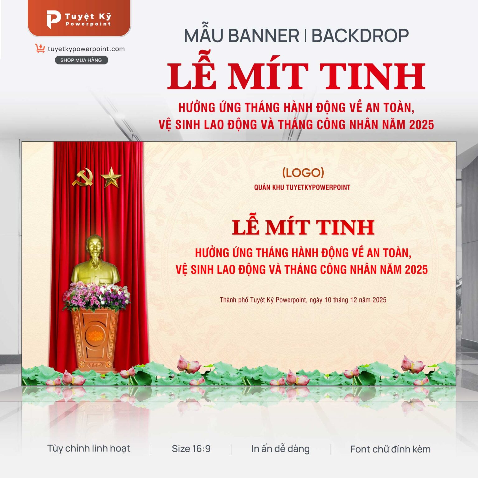 Mẫu Backdrop/Banner Lễ mít tinh – Hưởng ứng Tháng hành động về an toàn ...