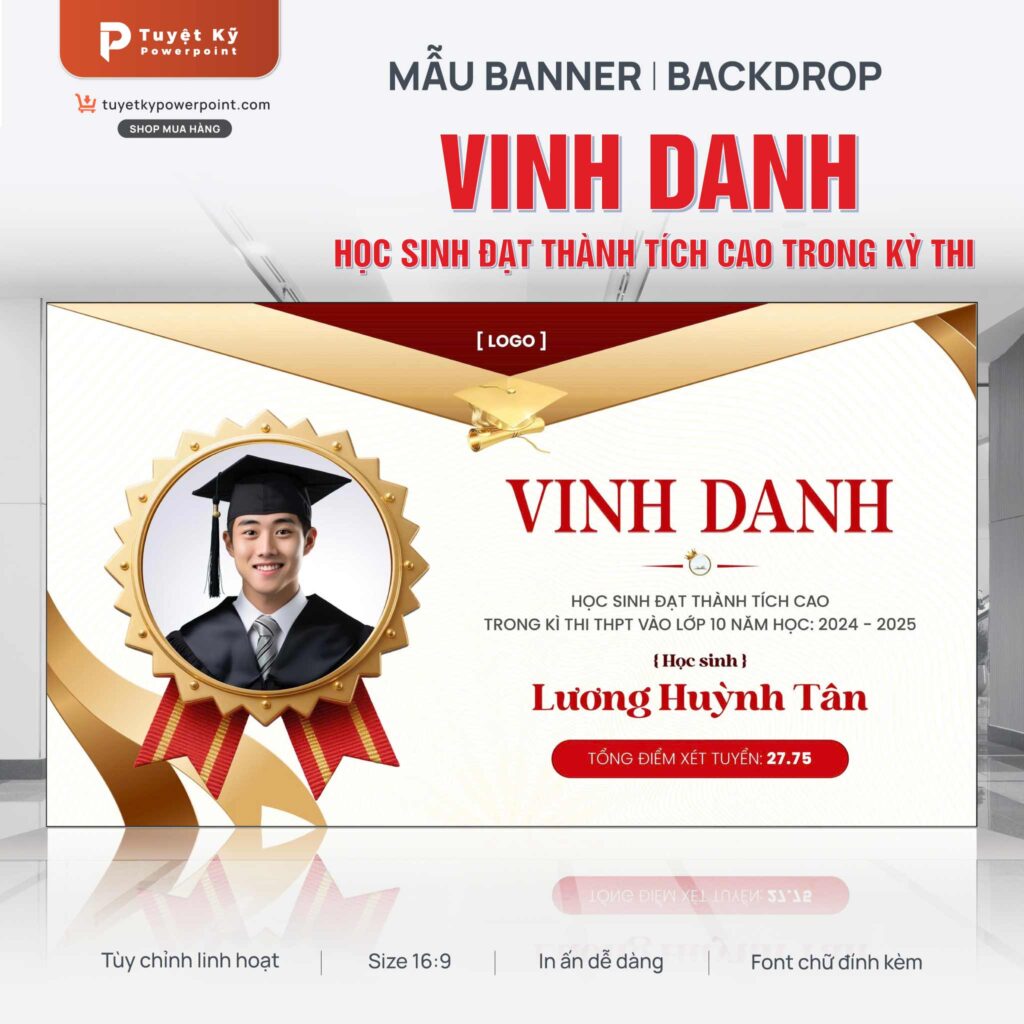 Mẫu Backdrop/Banner Vinh danh học sinh đạt thành tích cao trong kỳ thi ...