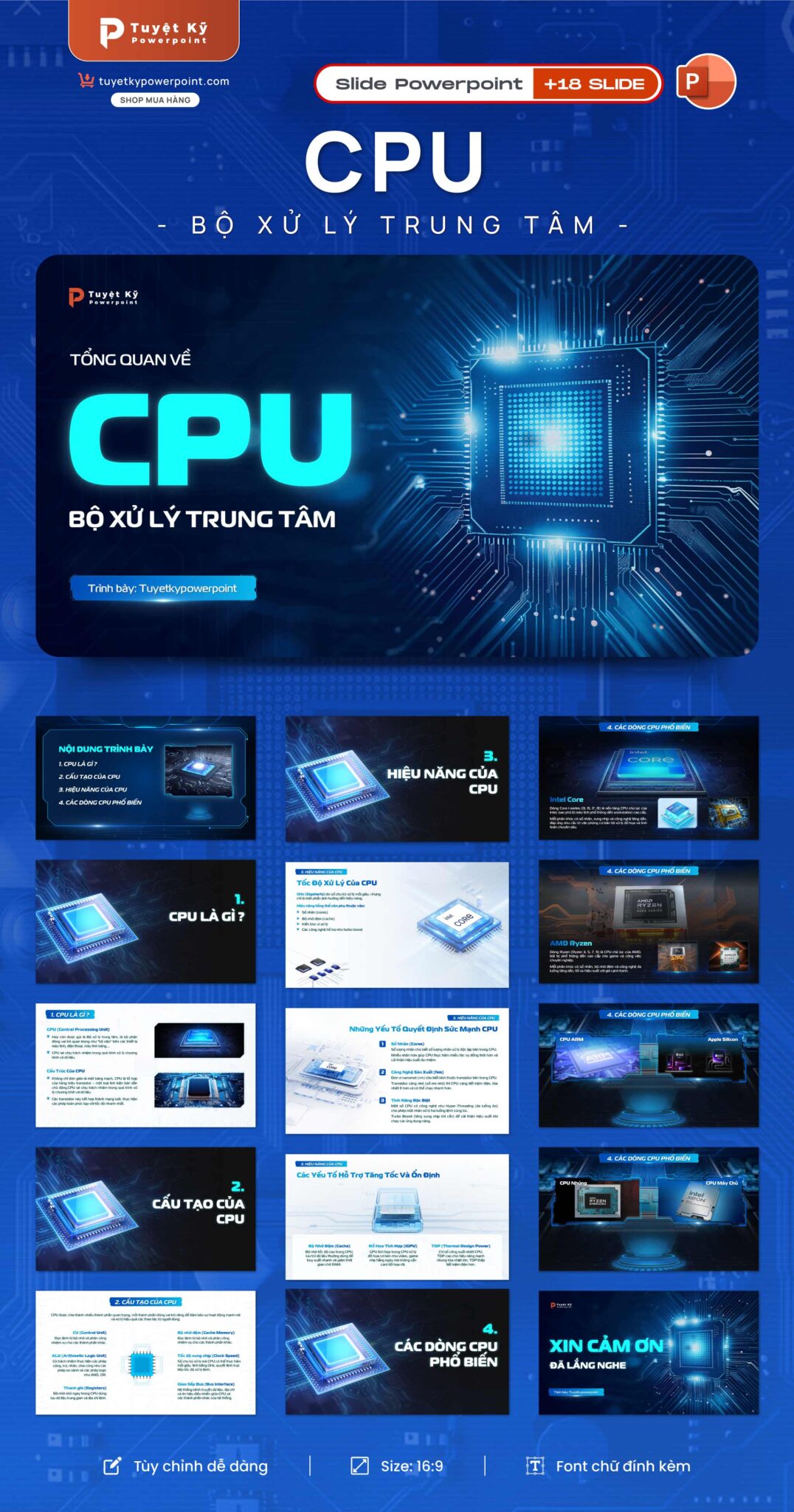 Mẫu Slide Tổng quan về CPU | Tuyệt kỹ Powerpoint
