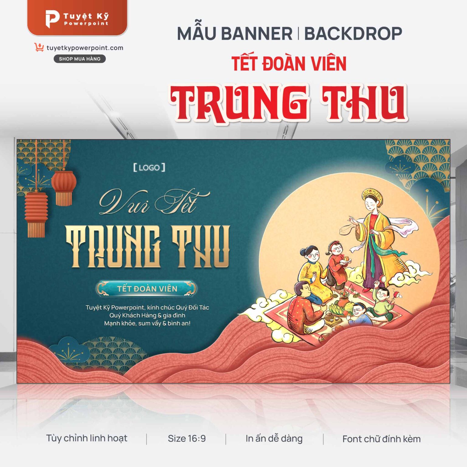Mẫu Backdrop/Banner Vui Tết Trung Thu – Tết Đoàn Viên