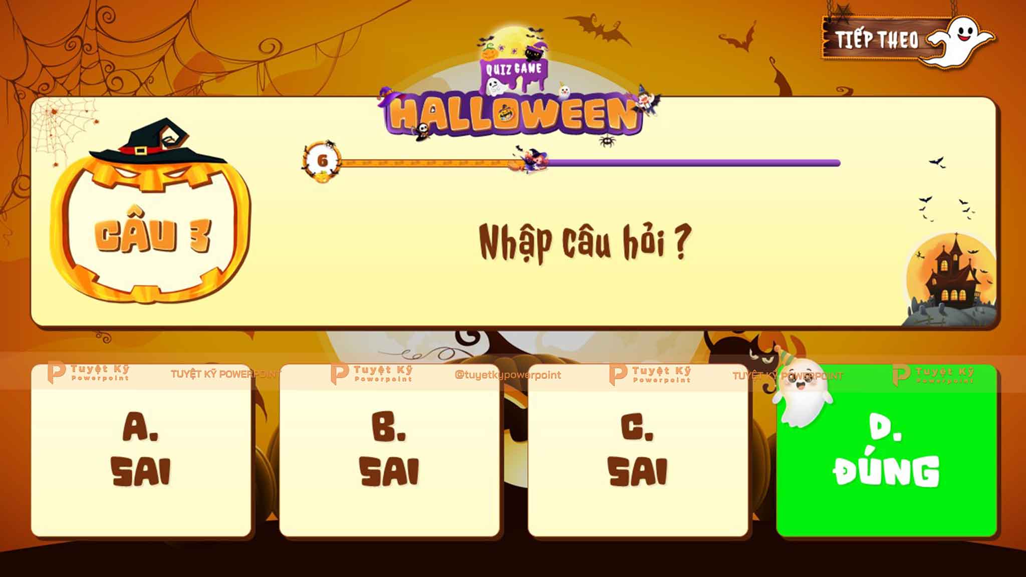 Slide Quiz Game - Đố Vui Halloween | Tuyetkypowerpoint