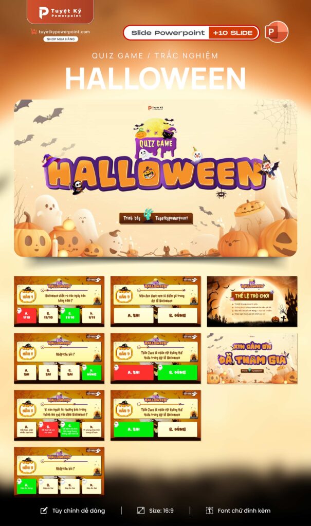 Slide Quiz Game - Đố Vui Halloween | Tuyetkypowerpoint