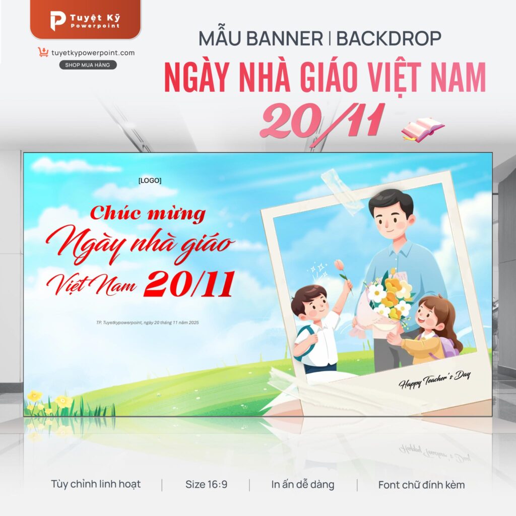 Mẫu Mẫu Backdrop/Banner Ngày Nhà Giáo Việt Nam 20/11