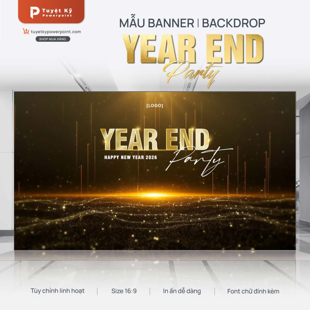 Mẫu Backdrop/Banner Year End Party – Hiệu Ứng Nền Động Sang Trọng ...