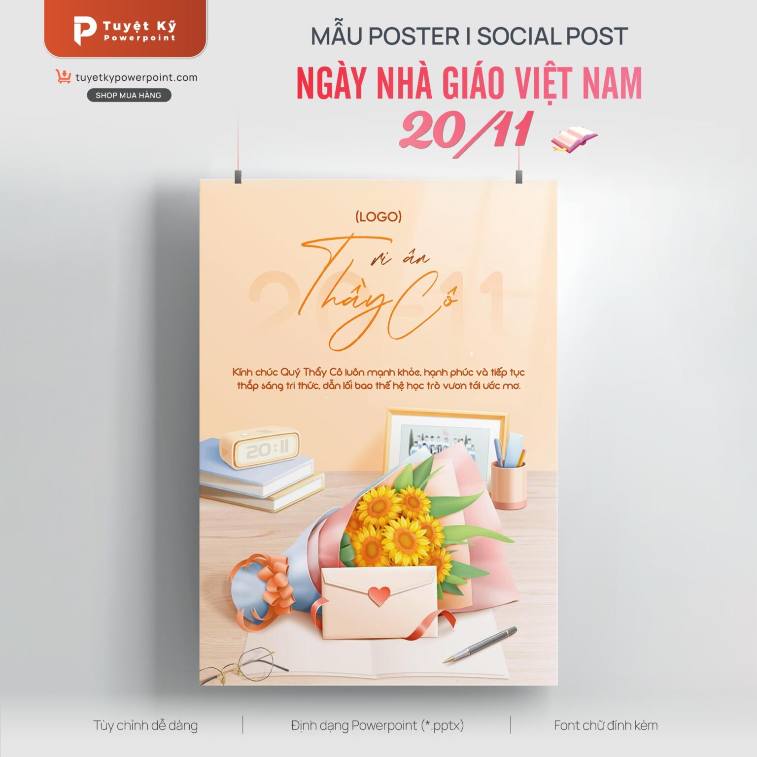 Mẫu Poster/Social post Tri Ân Thầy Cô 20/11