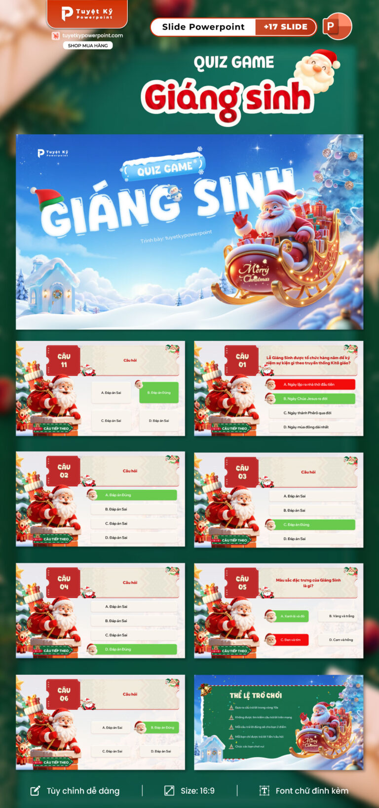 Slide Quiz Game Giáng Sinh - Noel | Tuyệt kỹ Powerpoint