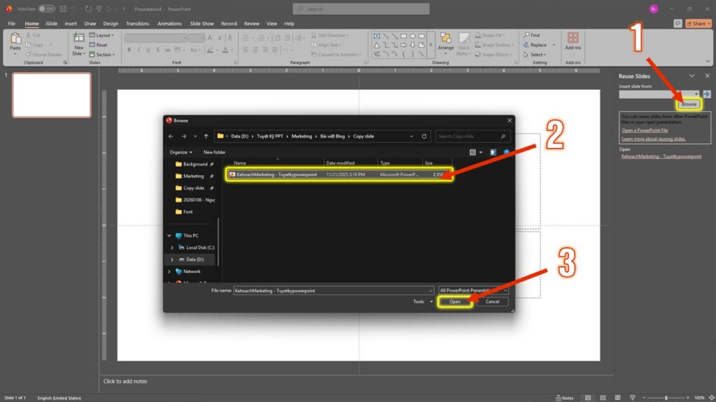 Cách copy slide trong PowerPoint giữ nguyên hiệu ứng dễ áp dụng