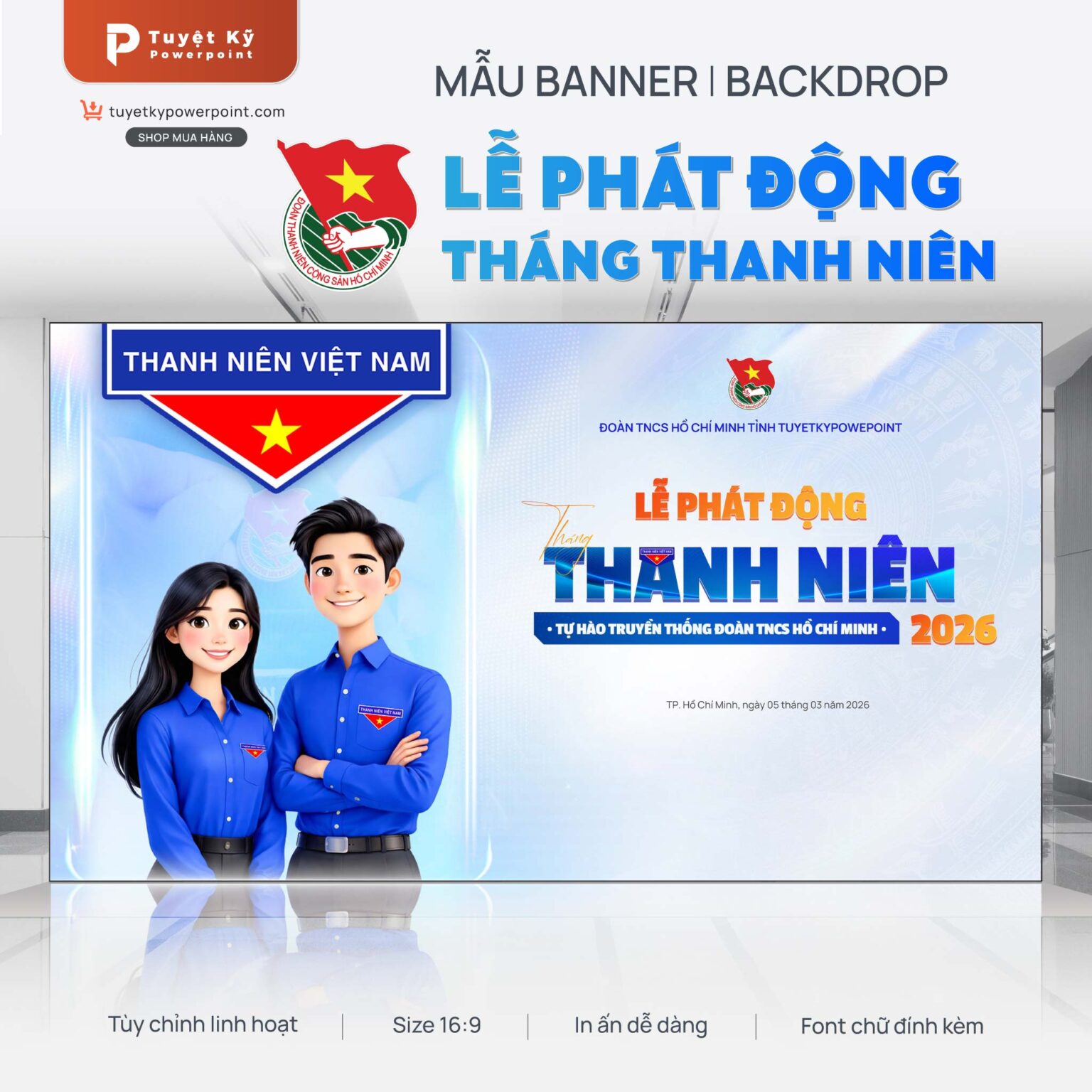 Mẫu Backdrop/Banner Lễ Phát Động Tháng Thanh Niên 2026 – Tự Hào Truyền ...