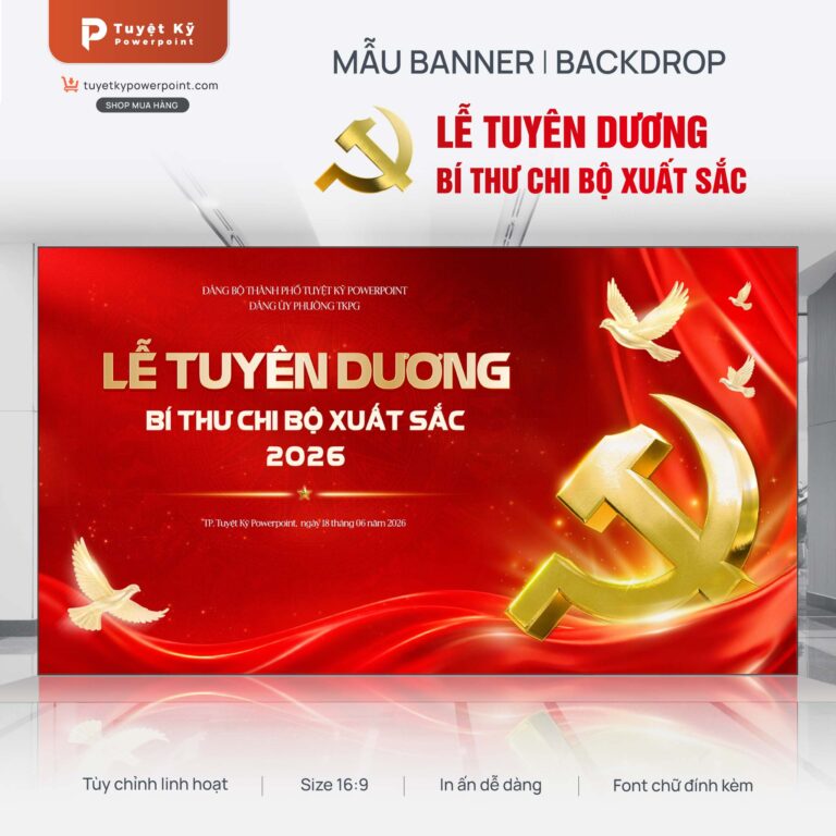Mẫu Backdrop/Banner Lễ Tuyên Dương Bí Thư Chi Bộ Xuất Sắc Năm 2026